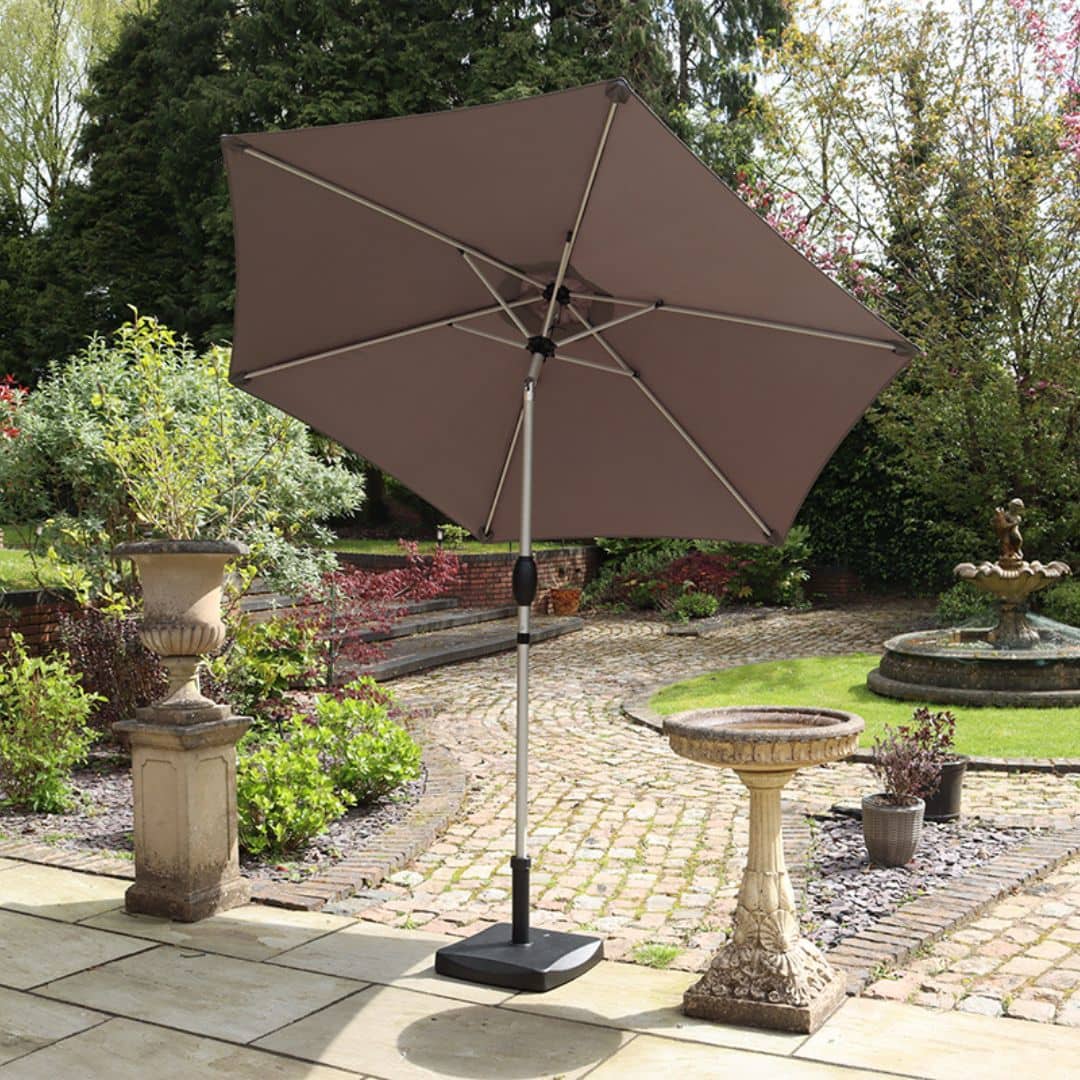2.5m Crank and Tilt Parasol with a Brushed Aluminium Pole