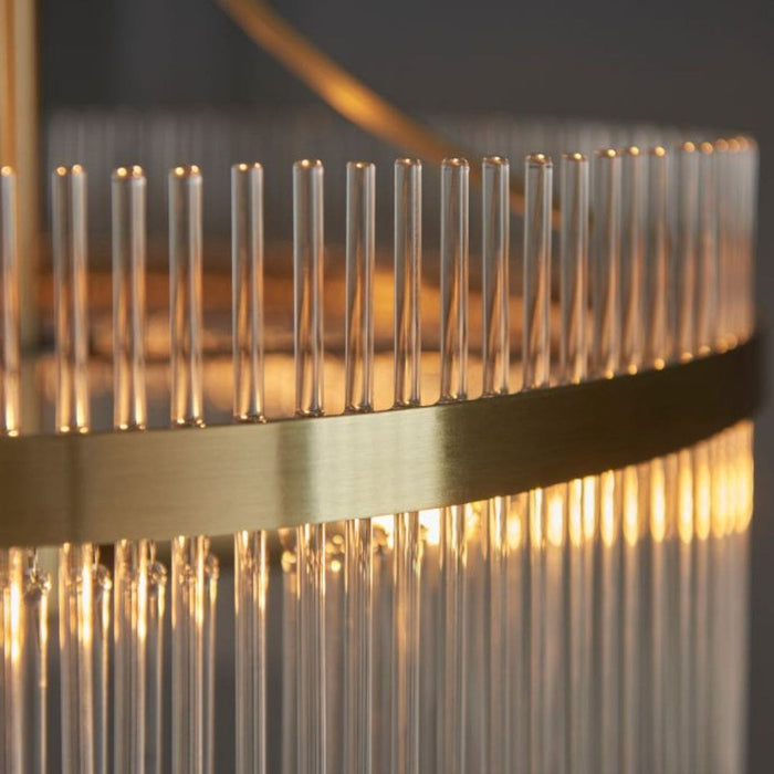 Brass Glass Rod Ceiling Chandelier
