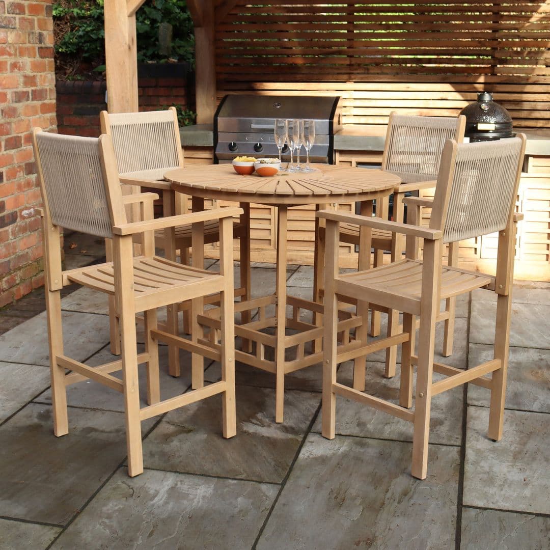 Roma 4 Seat Round Bar Set with Roma High Stools