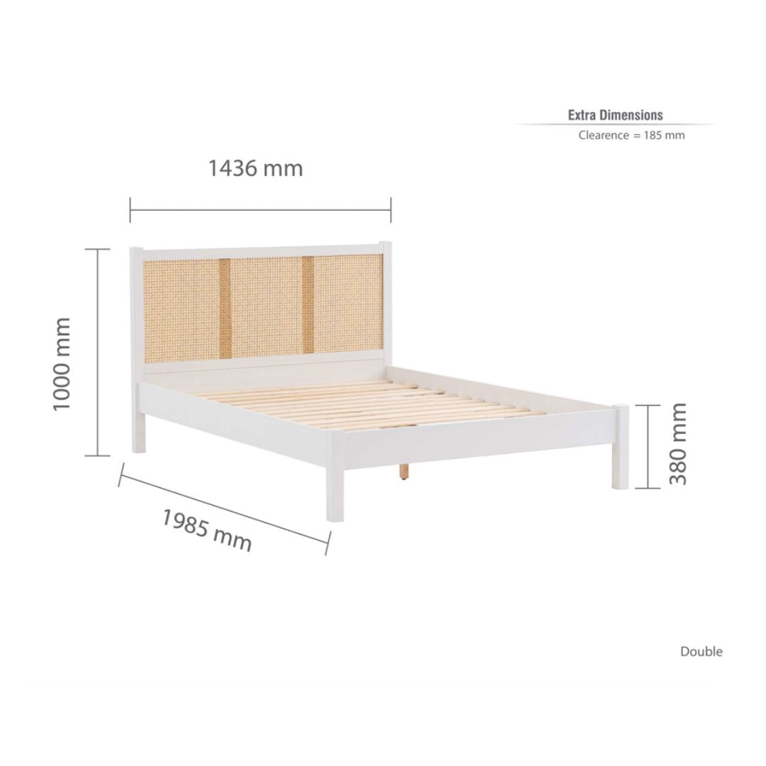 White Rattan Bed Frame