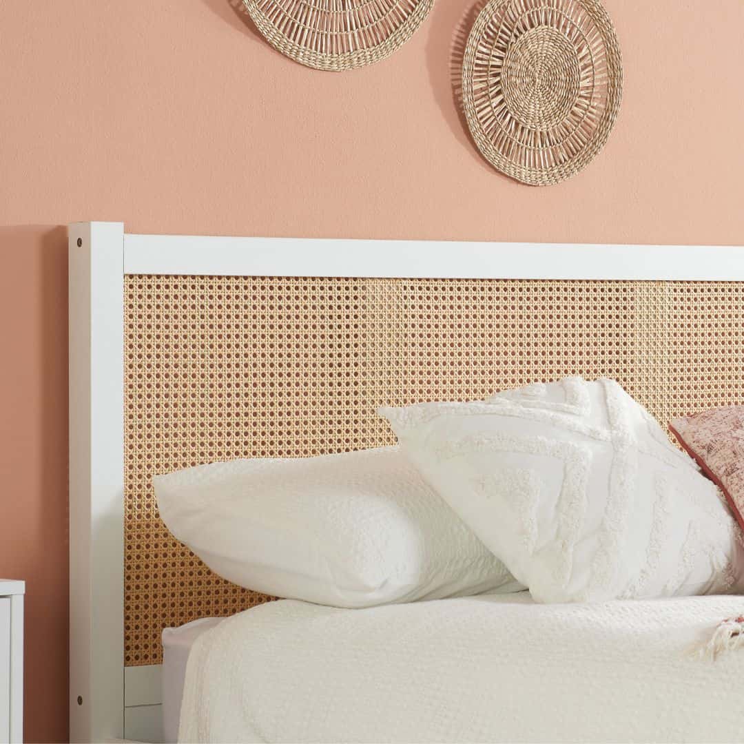 White Rattan Bed Frame