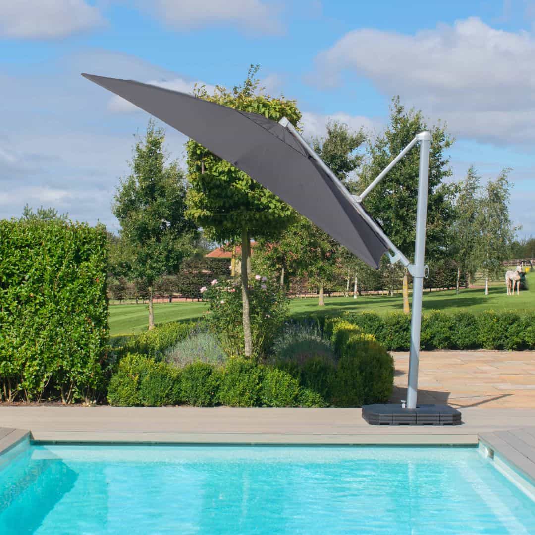 Zeus 3m Square Rotating Cantilever Parasol & LED Lights | ATM Living